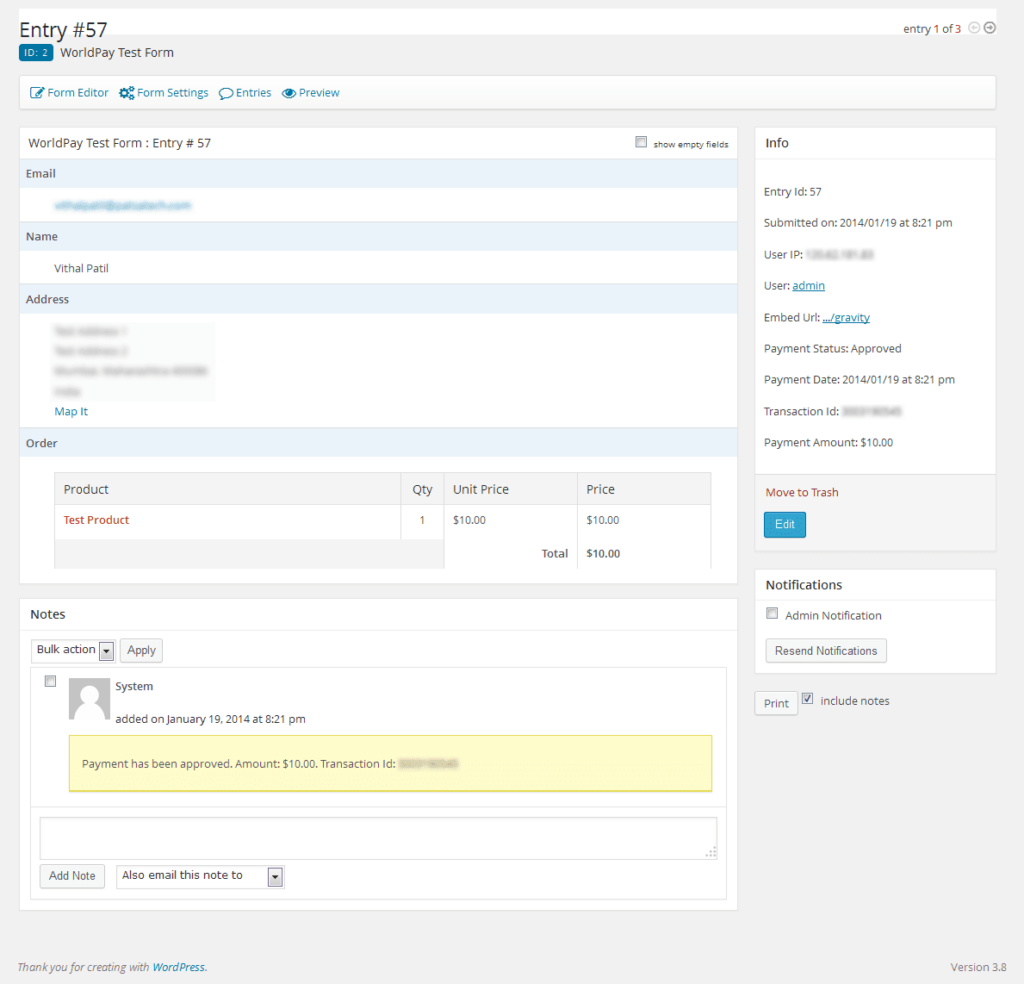 WorldPay Business Gateway 350 Gateway for Gravity Forms